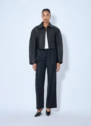 RÓHE Rounded Grain Leather Cropped Jacket
