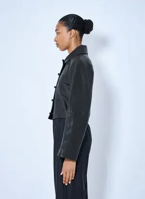 RÓHE Rounded Grain Leather Cropped Jacket