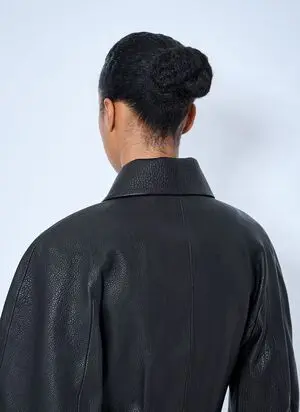 RÓHE Rounded Grain Leather Cropped Jacket