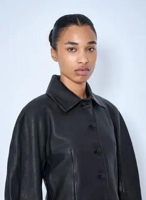 RÓHE Rounded Grain Leather Cropped Jacket