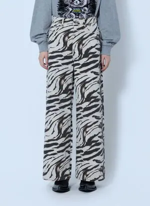 GANNI Print Denim Lari Jeans - Beige
