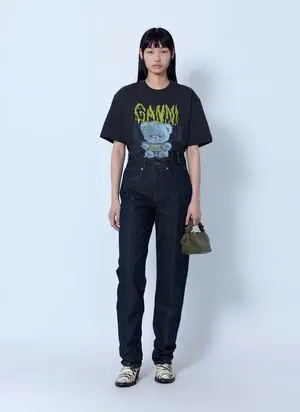 GANNI Slub Denim Fold Jeans