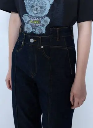 GANNI Slub Denim Fold Jeans