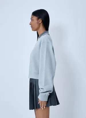 Miu Miu Logo Motif Fleece Sweatshirt - Grey