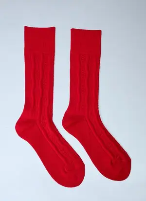 Dries Van Noten Cable Knit Pattern Socks - Red