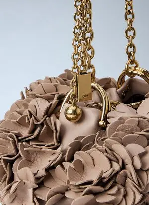 Chloé Floral Appliqué Chain Bag - Beige