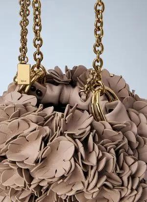 Chloé Floral Appliqué Chain Bag - Beige