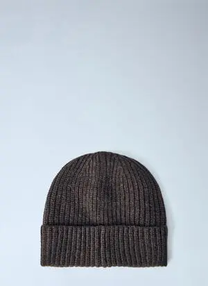Stone Island Ribbed Knit Beanie - Dark Brown