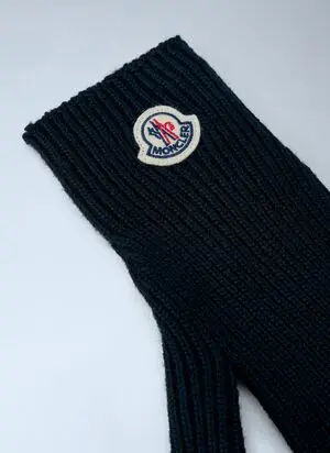 Moncler Ribbed Knit Gloves With Logo Patch