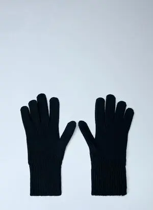 Moncler Ribbed Knit Gloves With Logo Patch