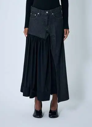 Yohji Yamamoto Cut-off Combination Midi Skirt