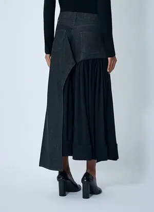 Yohji Yamamoto Cut-off Combination Midi Skirt
