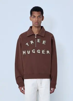 STORY MFG. Half-zip Collared Sweatshirt - Brown