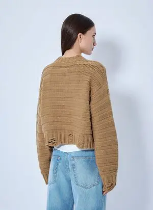 MAISON MARGIELA Ribbed Knit Sweater - Brown