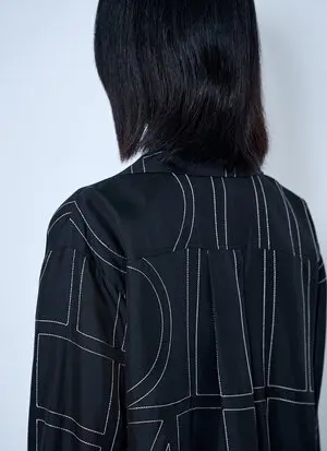 TOTEME Monogram Silk Pj Shirt - Black