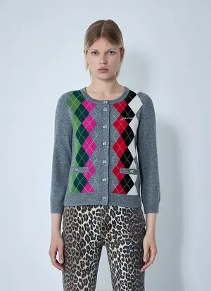 GANNI Cashmere-blend Cardigan - Grey