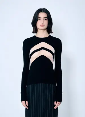 JEAN PAUL GAULTIER Rib Sweater With Transparent Panels - Black