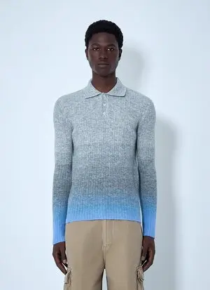 ERL Ribbed Knit Polo Sweater - Grey