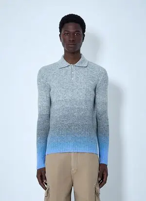 ERL Ribbed Knit Polo Sweater - Grey