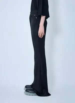 Rick Owens Flared Trousers In Smooth Weave