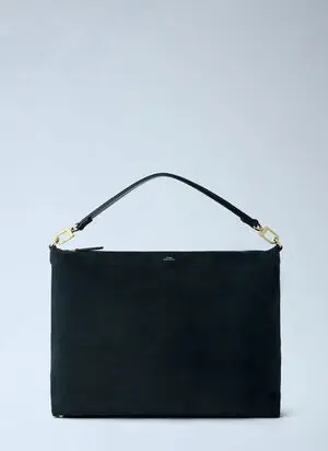 TOTEME Medium Bevel Suede Shoulder Bag - Black