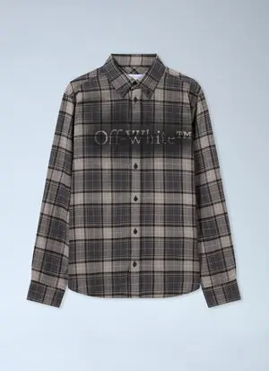 Off-White Spray Book Check Flannel Shirt - Grey