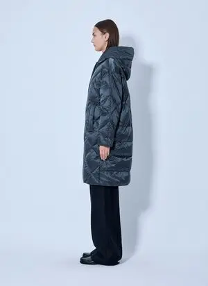 Max Mara Quilted Hooded Coat - Blue