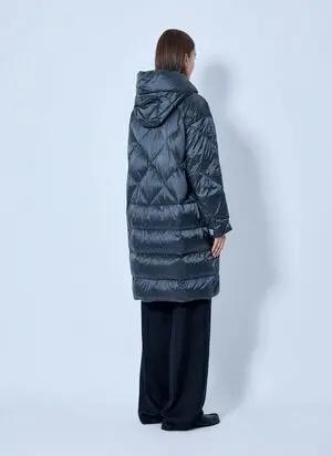 Max Mara Quilted Hooded Coat - Blue