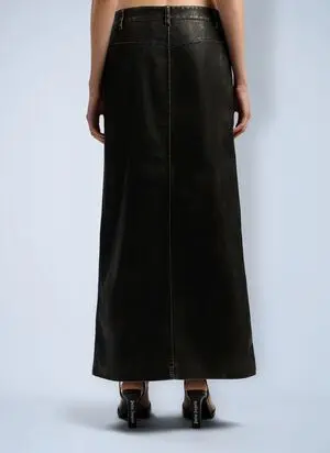 Palm Angels Curved Logo Coated Long Skirt