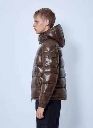 Moncler Maya Hooded Short Down Jacket - Brown
