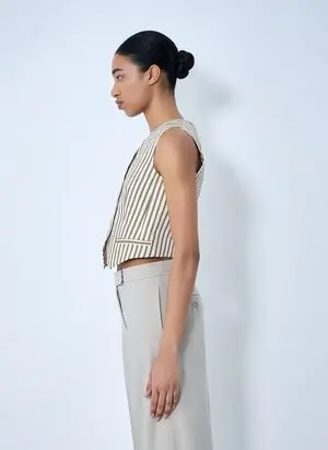 Max Mara Striped Buttoned Waistcoat - Beige