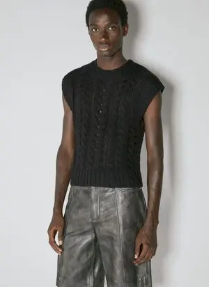 HAN KJØBENHAVN Cable Knit Sweater Vest - Black