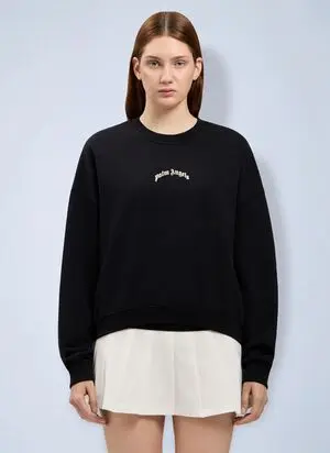 Palm Angels Curved Logo Crop Sweatshirt