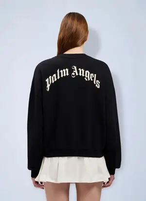 Palm Angels Curved Logo Crop Sweatshirt