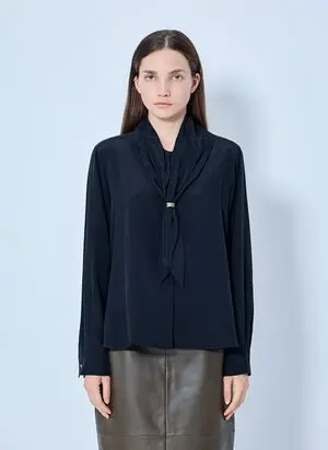Max Mara Silk Tie-neck Blouse