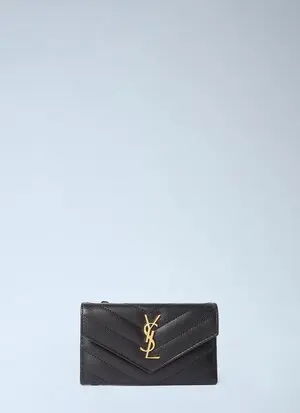 Saint Laurent Logo Plaque Cardholder - Black