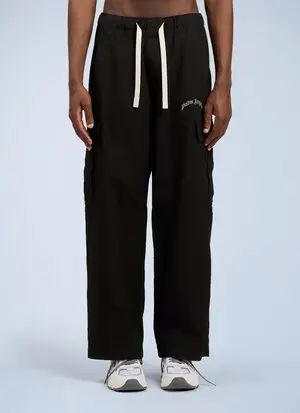 Palm Angels Curved Logo Loose Cargo Pants - Black