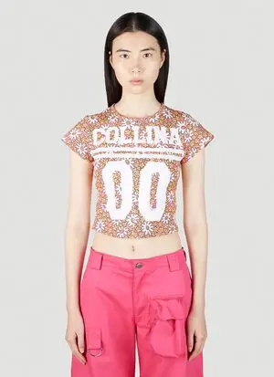 Collina Strada Logo Print Floral T-shirt - Multicolour