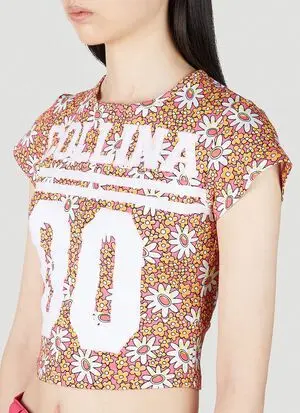 Collina Strada Logo Print Floral T-shirt