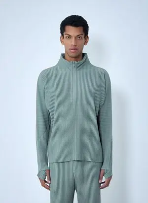 Issey Miyake Pleated Quater Zip-up Sweatshirt