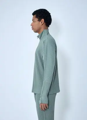 Issey Miyake Pleated Quater Zip-up Sweatshirt