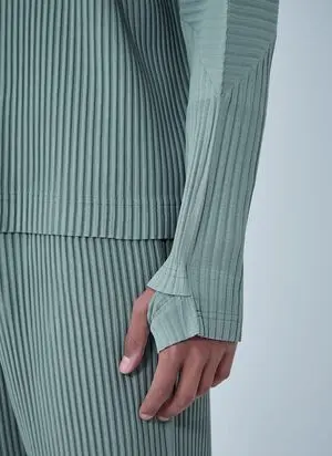 Issey Miyake Pleated Quater Zip-up Sweatshirt
