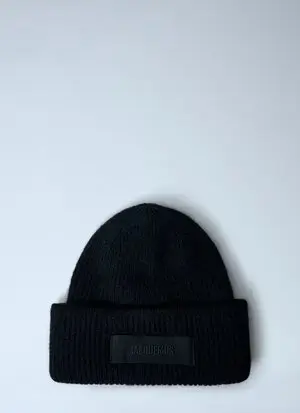 Jacquemus Logo Motif Beanie Hat - Black