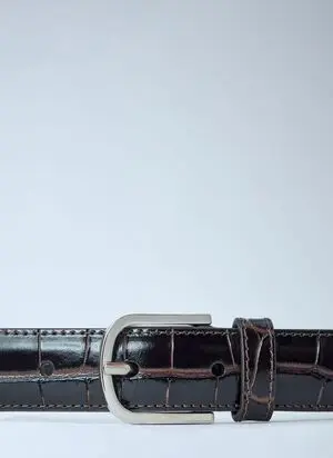 TOTEME Slim Croco-embossed Belt