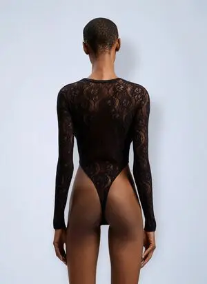Palm Angels Curved Logo Lace Bodysuite