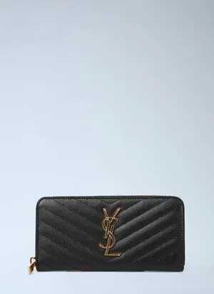 Saint Laurent Cassandre Matelassé Wallet - Black
