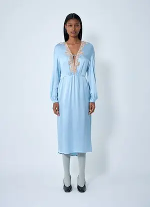 Prada Satin Crepe And Lace Dress