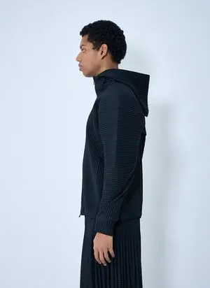 Issey Miyake Pleated Zip-up Hooded Sweater