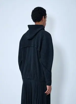 Issey Miyake Pleated Zip-up Hooded Sweater