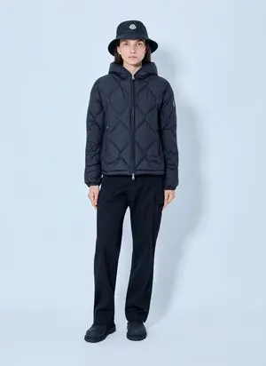 Moncler Arvouin Hooded Diamond-quilted Short Down Jacket - Black